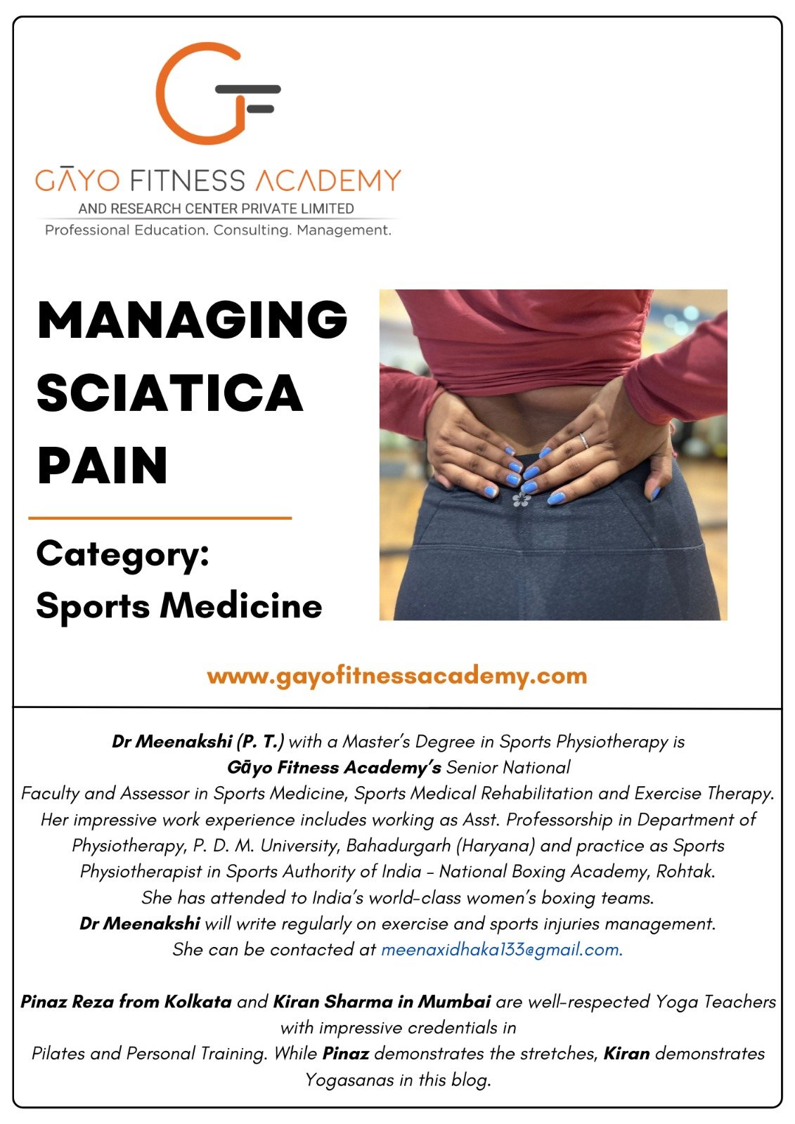 Managing Sciatica Pain - Gayo Fitness Academy